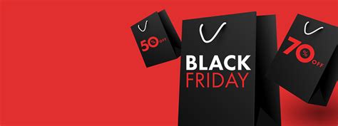 블랙 프라이데이 세일 웹 사이트 배너 검은 색 빨간색 및 흰색 색상의 수평 포스터로 3d 사실적인 종이 쇼핑백과 현대적인 타이포