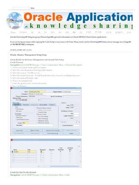 Oracle Absence Management Setups Pdf