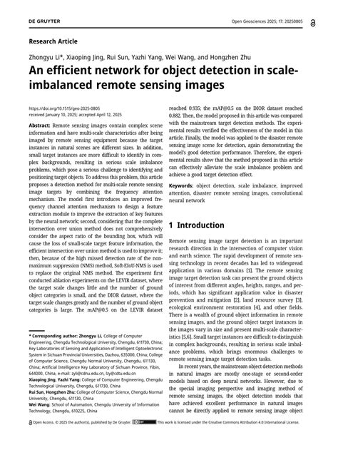 Pdf An Efficient Network For Object Detection In Scale Imbalanced Remote Sensing Images