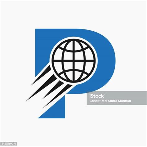 편지 P 글로벌 로고 개념 움직이는 세계 아이콘 글로벌 로고타입 심볼 벡터 템플릿 로고에 대한 스톡 벡터 아트 및 기타 이미지 로고 지도 관광객 Istock