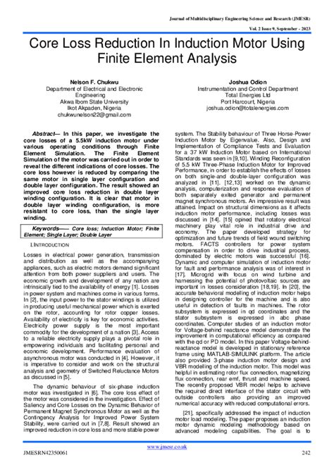 Pdf Core Loss Reduction In Induction Motor Using Finite Element Analysis