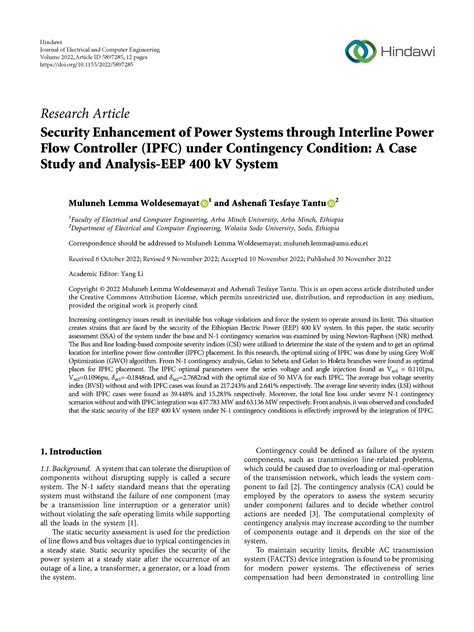 Security Enhancement Of Power Systems Through Ipfc Research Article Security Enhancement Of