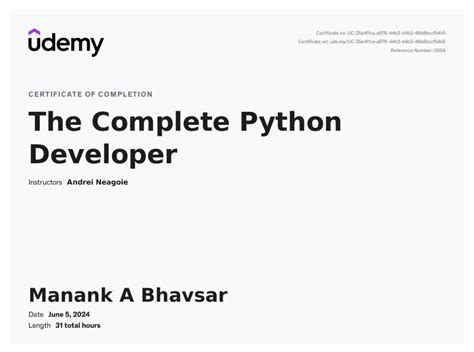 Manank Bhavsar On Linkedin Python Pythondeveloper Udemy