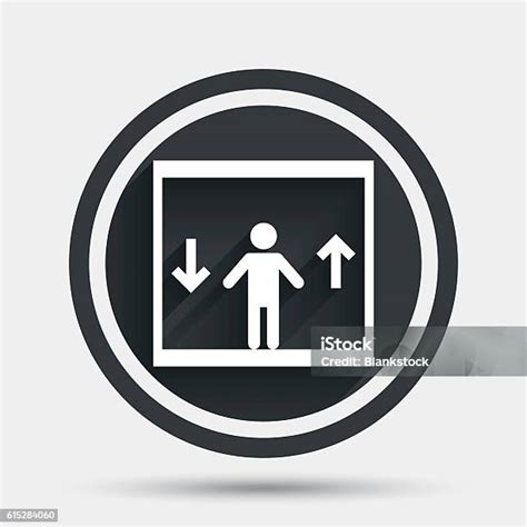 엘리베이터 아이콘입니다 위쪽 화살표가 있는 사람 기호입니다 기하 도형에 대한 스톡 벡터 아트 및 기타 이미지 기하 도형 라벨 모양 Istock