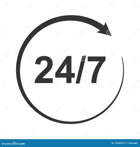 Open Around The Clock Or 24 Hours A Day And 7 Days A Week Symbol On Map Pin Icon Isolated On