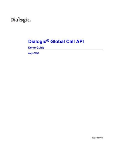 Dialogic Global Call API Demo Guide