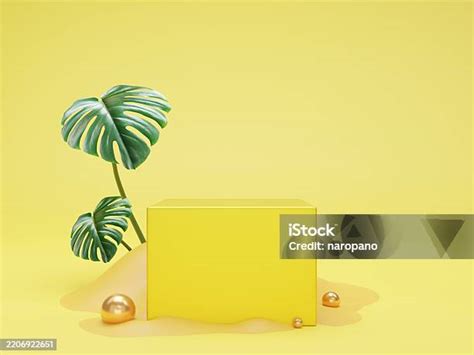 3d 배경 디스플레이 연단 노란색 배경 무대 디스플레이 포디움 모형 렌더 스탠드 3d 렌더링 0명에 대한 스톡 사진 및 기타 이미지 Istock