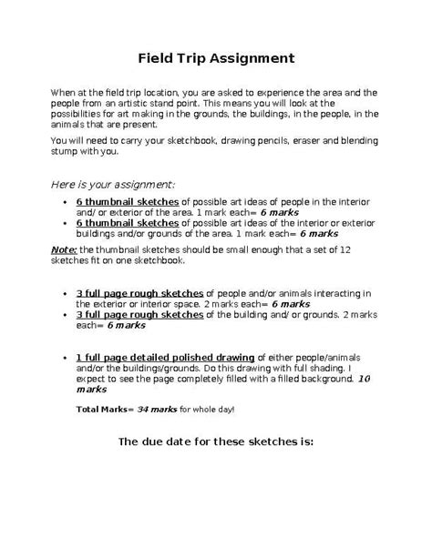 Field Trip Assignment By More Than Just Art Tpt