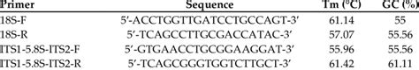 Primers Pairs And Sequences F Forward R Reverse Tm Melting Download Scientific Diagram