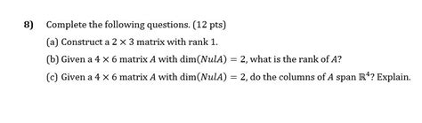 solved 8 complete the following questions 12 pts a