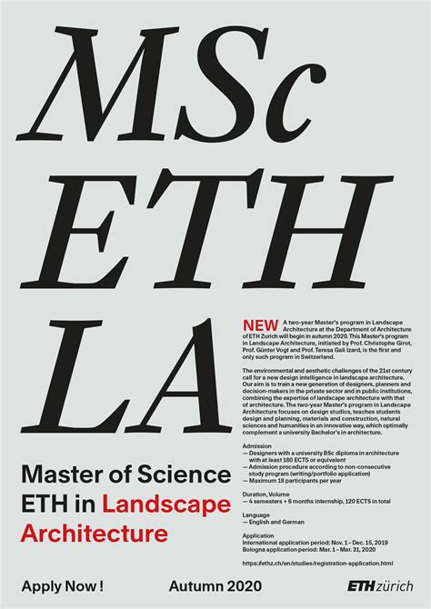 New Master Of Science Eth In Landscape Architecture Nsl Netzwerk Stadt Und Landschaft