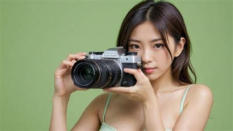A Cute Asian Girl Holding A Camera Very Cool Premium Ai Generated Image