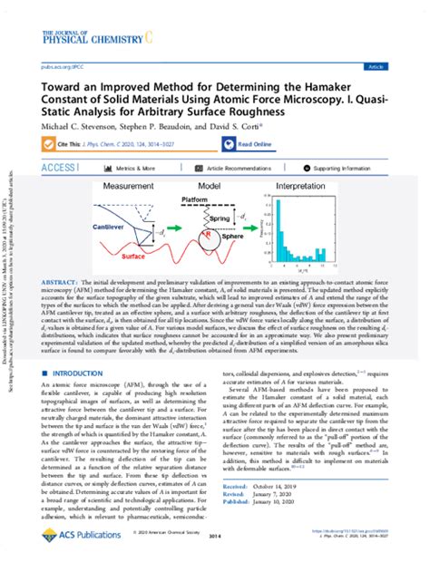Pdf Toward An Improved Method For Determining The Hamaker Constant Of Solid Materials Using