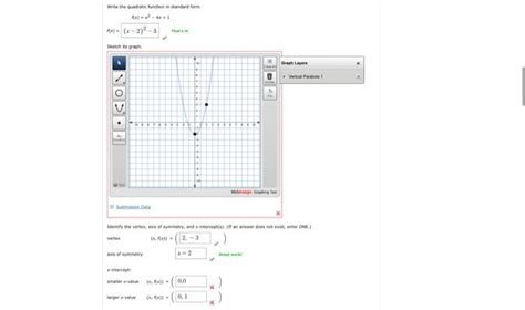 Solved Write The Standard Form Of The Quadratic Function