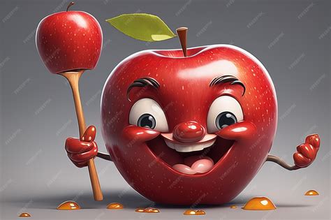 Premium Ai Image Funny Red Apples Cartoon Character With Smile And