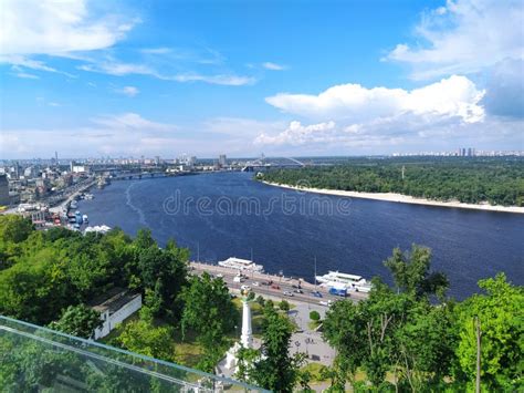 The Dnieper River Flowing Through The Center Of The Ukrainian Capital