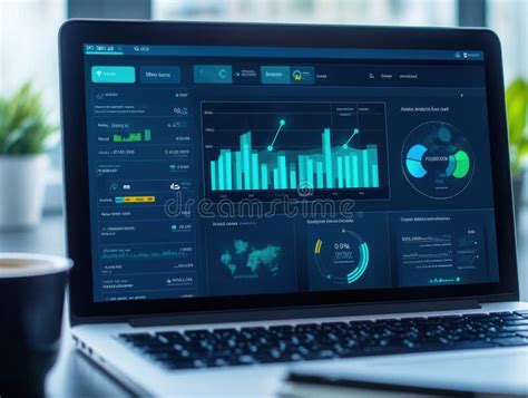 Modern Workplace Analytics Dashboard Displayed Computer Screen Stock