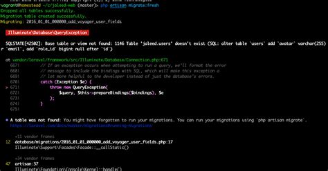 Laravel Tried To Run Php Artisan Migratefresh After Install Voyager