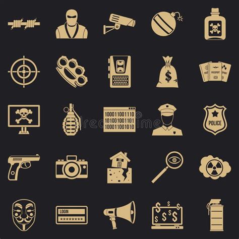 Violation Icons Set Simple Style Stock Vector Illustration Of Danger