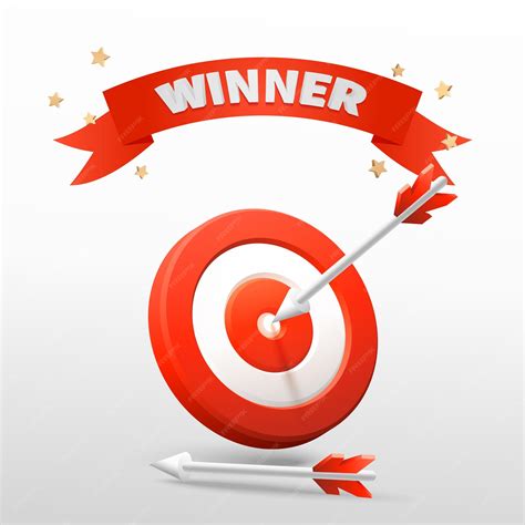 현실적인 3d 디자인 빨간색 대상 및 중앙에 화살표 다트 게임 마케팅 성공 프리미엄 벡터