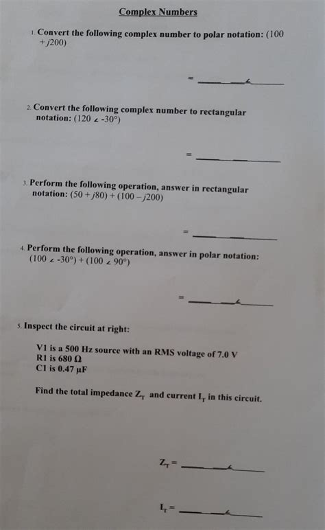 solved 1 convert the following complex number to polar