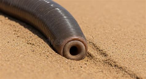 Close Up Of A Hammerhead Flatworm On Sand Stock Illustration