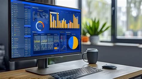 Modern Data Analysis Dashboard On Desktop Stock Illustration Illustration Of Business