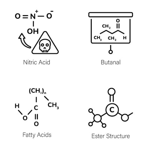 Premium Vector Pack Of Chemistry Structural Formulas Linear Icons