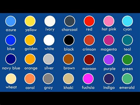 Types Of Colors And Pictures