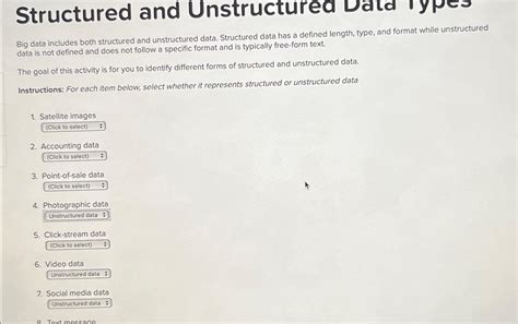 Solved Structured And Unstructured Data Iypesbig Data