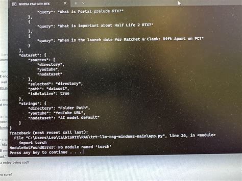 Chat With Rtx Error No Module Named Torch Rchatwithrtx