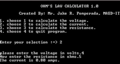 Ohms Law Calculator 10 Sourcecodester