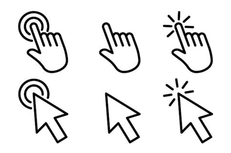 Premium Vector Hand Pointer Icons Pointer Click Cursor Icon Clicking