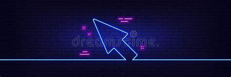 Mouse Cursor Line Icon Pointer Sign Neon Light Glow Effect Vector
