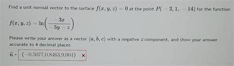 Solved Find A Unit Normal Vector To The Surface F X Y Z