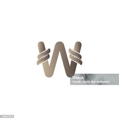 레터 W 는 로프 아이콘 로고 디자인 일러스트에 싸여 대문자에 대한 스톡 벡터 아트 및 기타 이미지 대문자 등정 로고