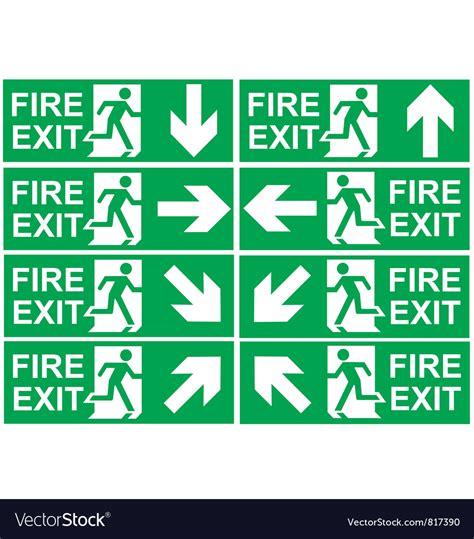 Fire Exit Signs Royalty Free Vector Image Vectorstock