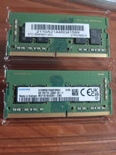 Samsung8gb 1rx8 Pc4 3200aa Sa1 11 Ram Ddr4 3200mhz M471a1k43db1 Cwelaptop Memory Eur 37 69