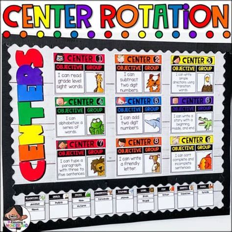 Center Rotation Chart Primary Rainbow Center Rotation Charts Center Rotations Classroom