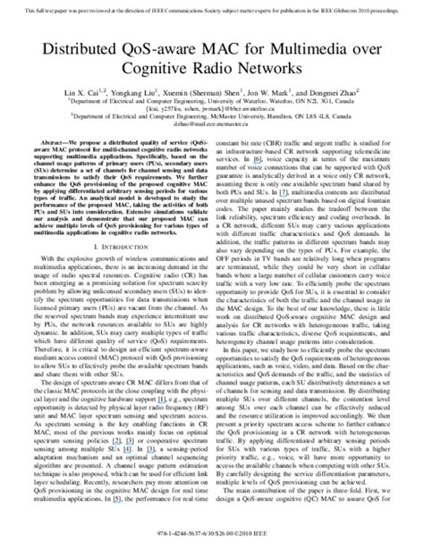 Pdf Distributed Qos Aware Mac For Multimedia Over Cognitive Radio Networks