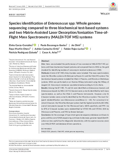 Pdf Species Identification Of Enterococcus Spp Whole Genome
