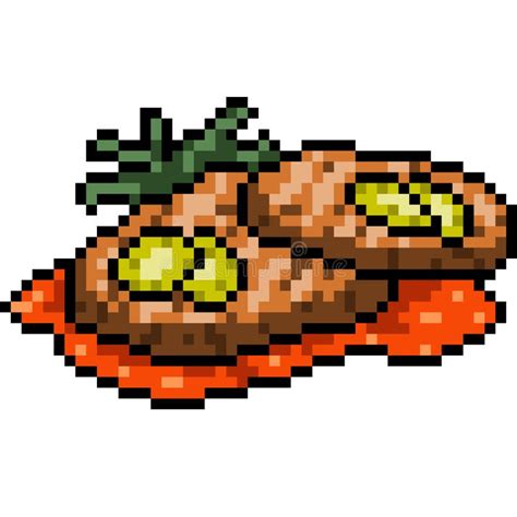 Vector Pixel Art Food Steak Stock Vector Illustration Of Hungry Steak 109521383