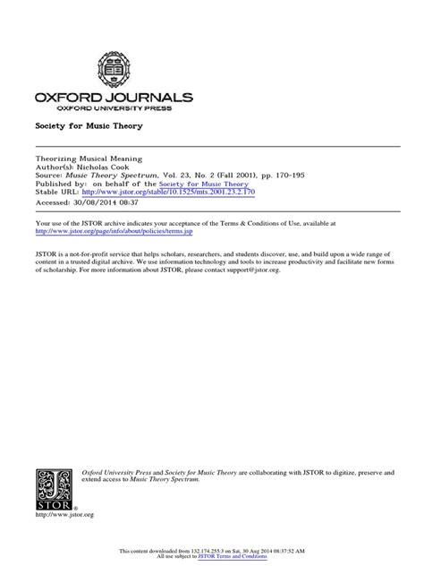 Cook Theorizing Musical Meaning Pdf Theory Theodor W Adorno