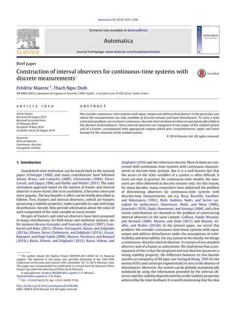Pdf Construction Interval Observers For Continuous Time Systems With Discrete Measurements
