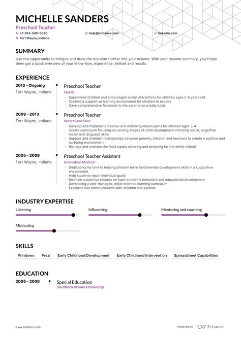 Preschool Teacher Resume Examples And Guide For 2023 Layout Skills