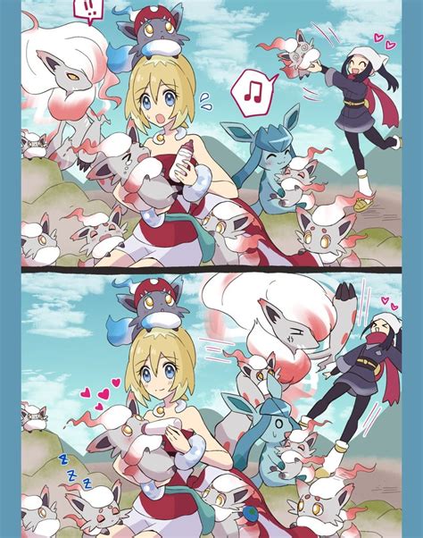 Akari Irida Glaceon Hisuian Zorua And Hisuian Zoroark Pokemon And 2 More Drawn By Haru