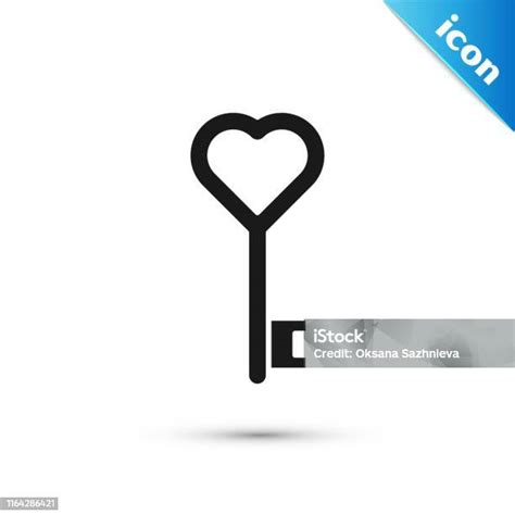 흰색 배경에 격리 된 심장 모양 아이콘의 검은 색 키입니다 벡터 일러스트레이션 개념에 대한 스톡 벡터 아트 및 기타 이미지 개념 낮 로맨스 Istock