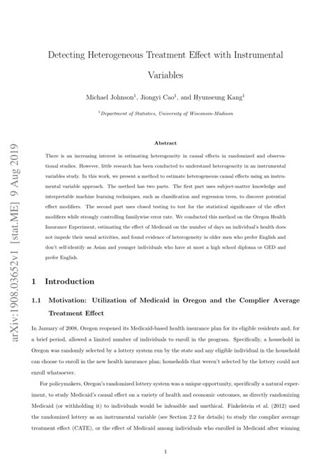 Pdf Detecting Heterogeneous Treatment Effect With Instrumental Variables