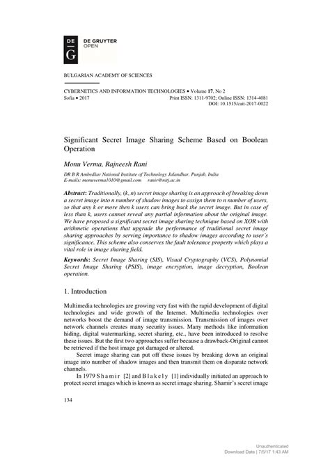 Pdf Significant Secret Image Sharing Scheme Based On Boolean Operation
