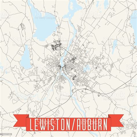 Lewiston Auburn Maine Usa Vector Map Stock Illustration Download
